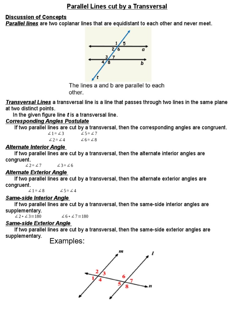 Parallel Lines Cut by A Transversal | PDF | Teaching Methods & Materials
