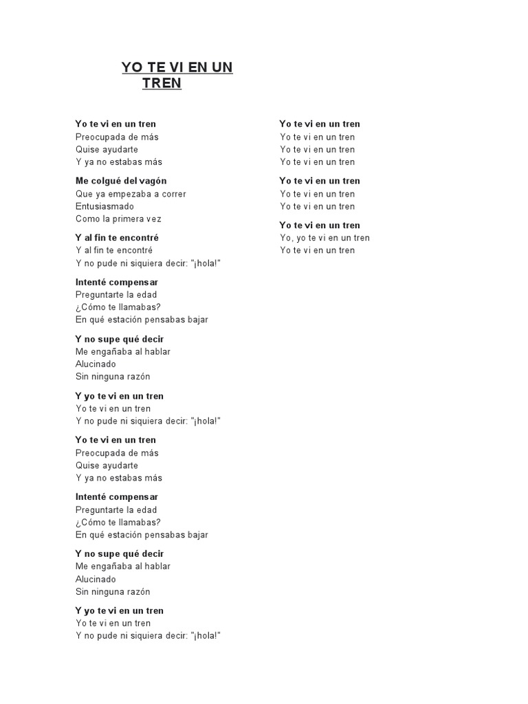 Yo te vi en un tren: letra y tema | PDF | Clásicos