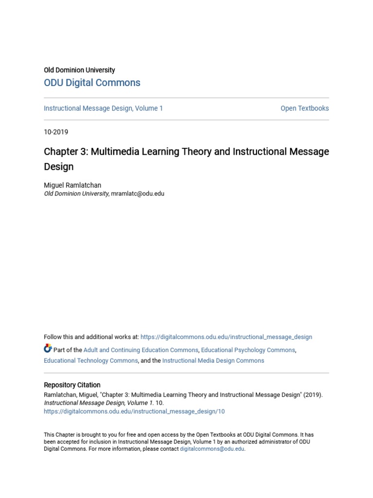 Chapter 3 - Multimedia Learning Theory and Instructional Message | PDF ...