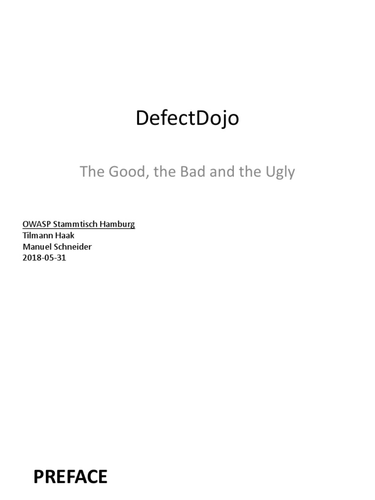 Defectdojo Owasp Stammtisch Final | PDF | Vulnerability (Computing ...