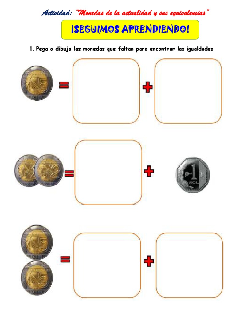 Actividades de Monedas y Equivalencias | PDF