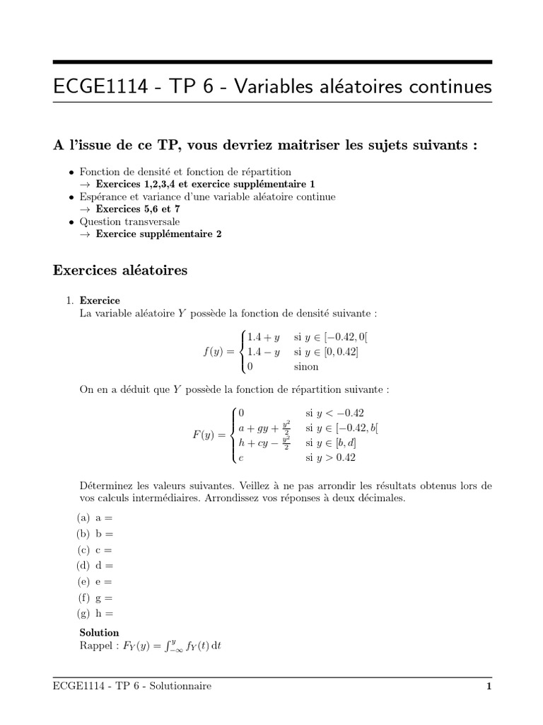 TP6 Solutions | PDF | Espérance mathématique | Variance (mathématiques)