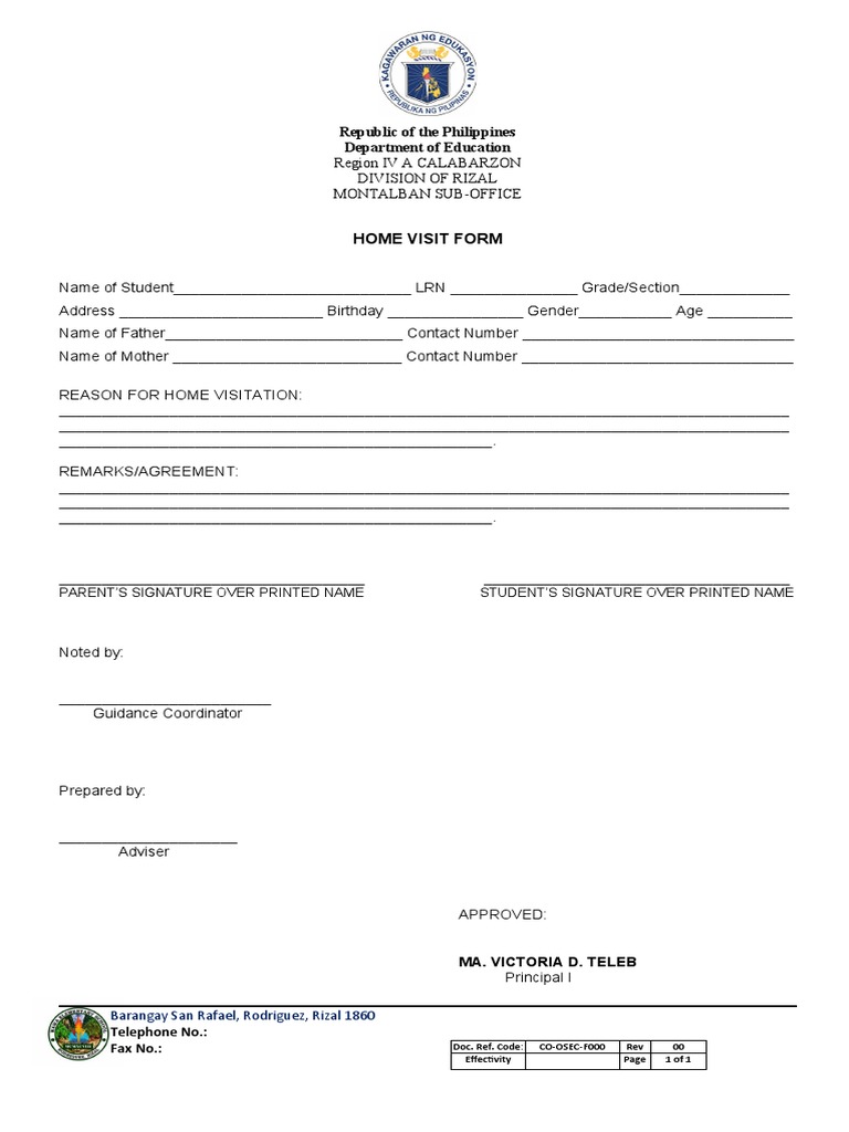 Home Visit Form | PDF