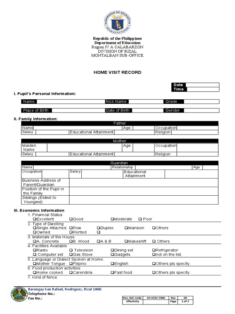 Home Visit Record | PDF