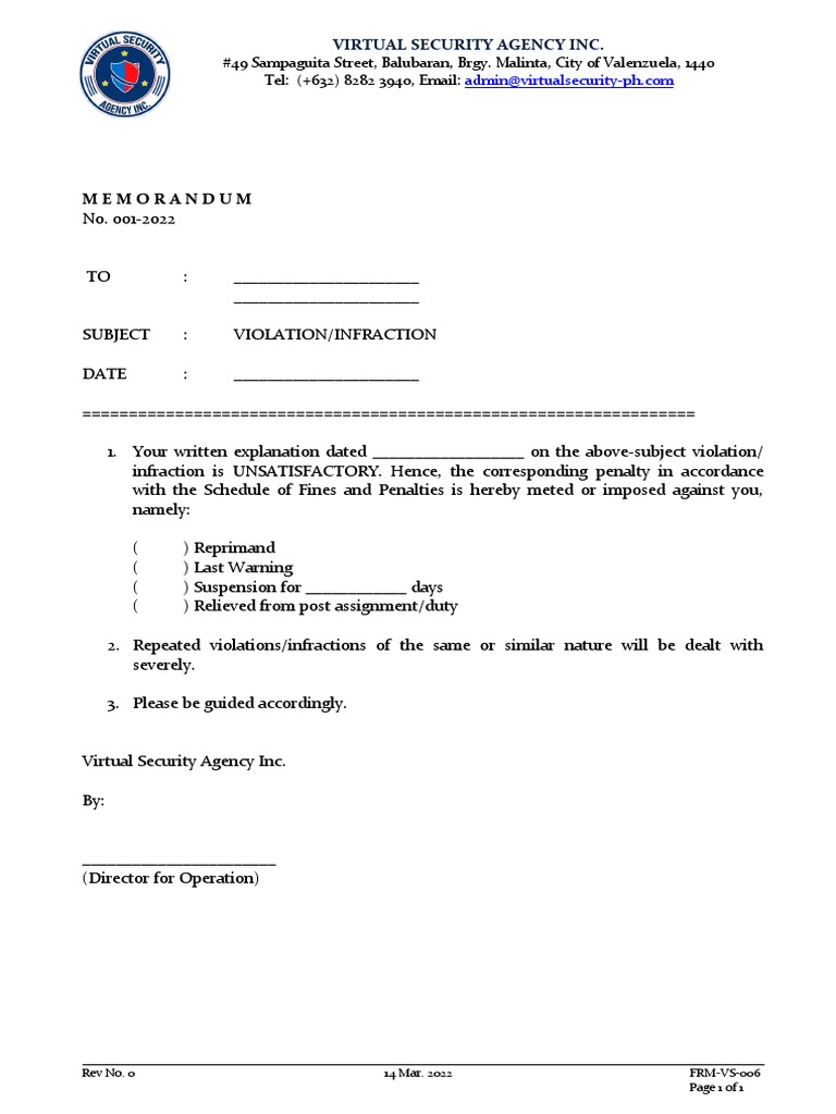 Employee Disciplinary Memo | PDF