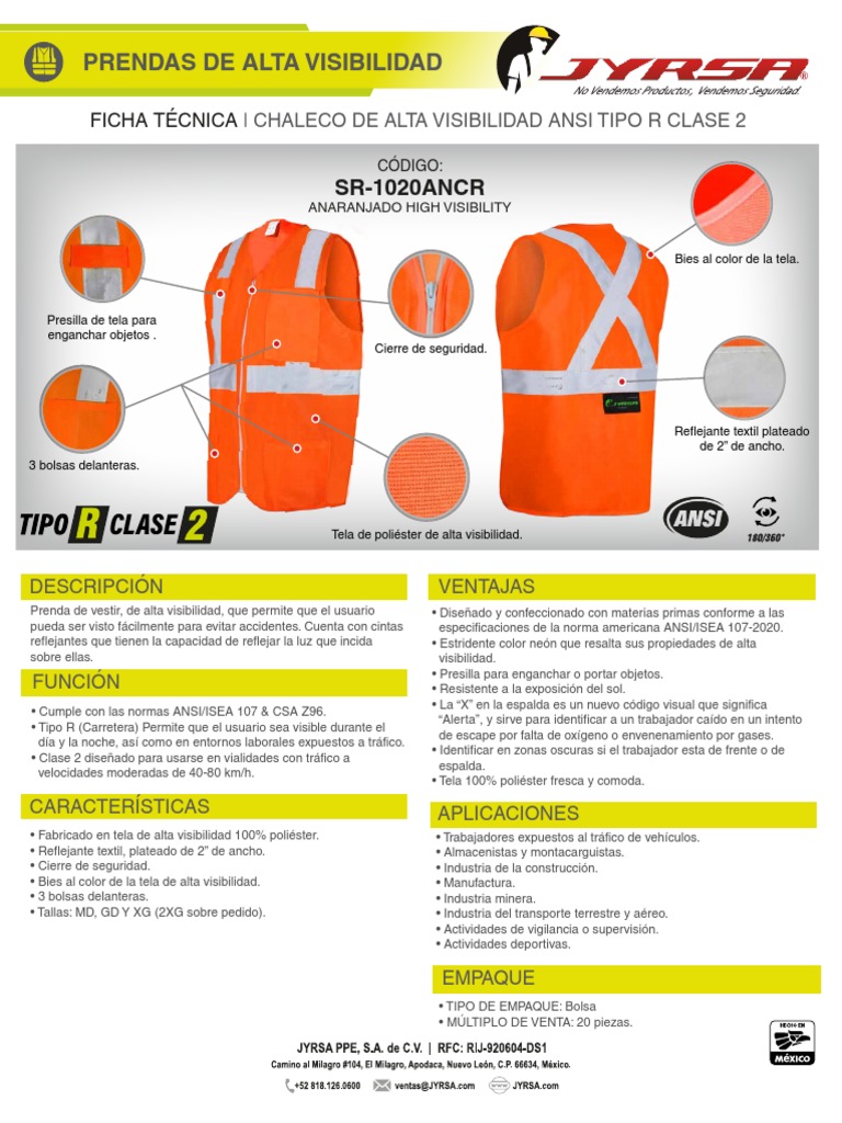 SR-1020ANCR Chaleco | PDF