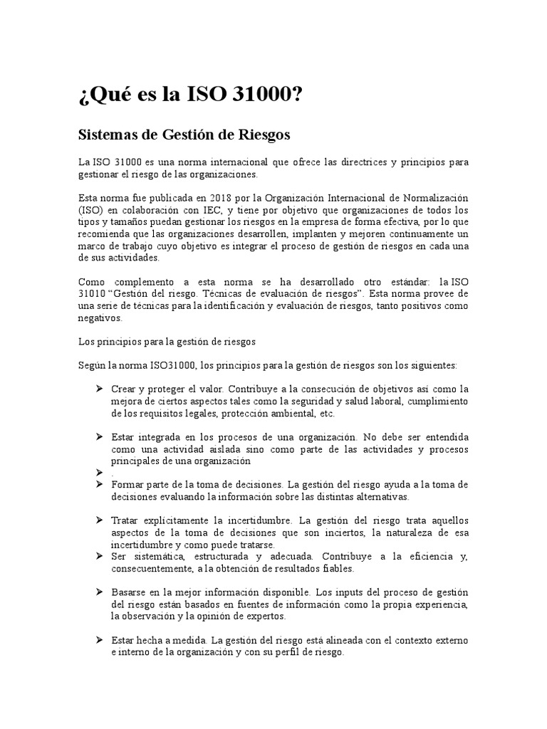 Guía de la norma ISO 31000: Gestión de Riesgos | PDF