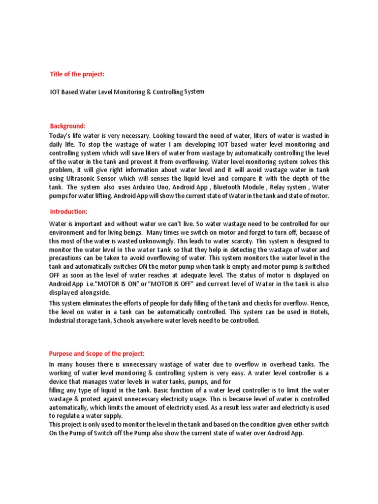 Project Synopsis | PDF | Arduino | Computing