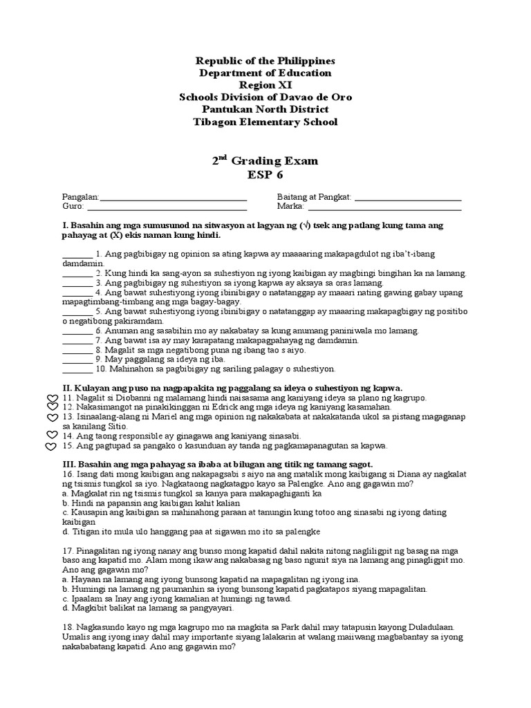 2nd Grading Esp | PDF