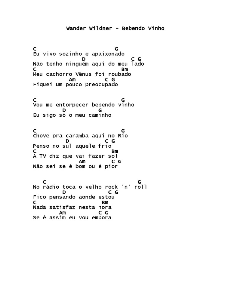 Wander Wildner - Bebendo Vinho (Cifra) | PDF