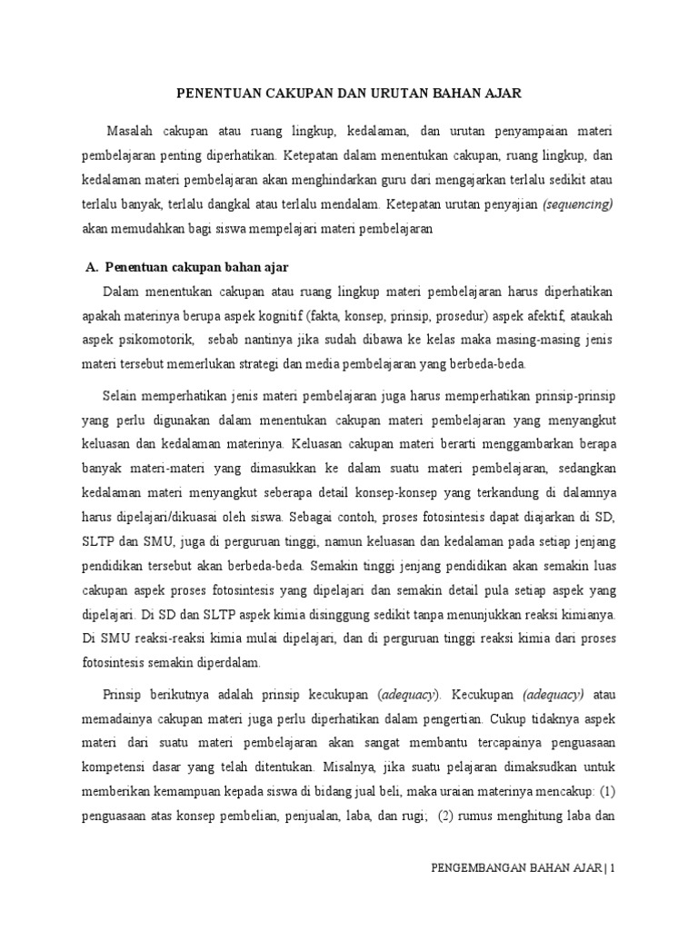 Cakupan dan Urutan Bahan Ajar | PDF