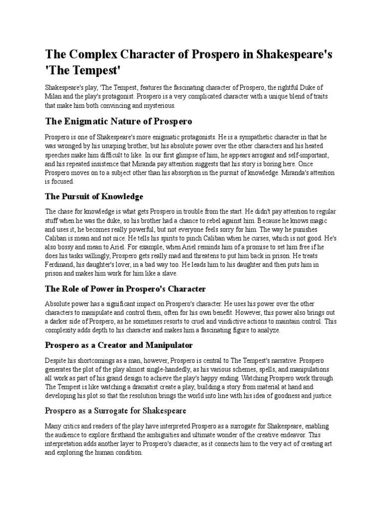 Eng-Lit Prospero | PDF | The Tempest