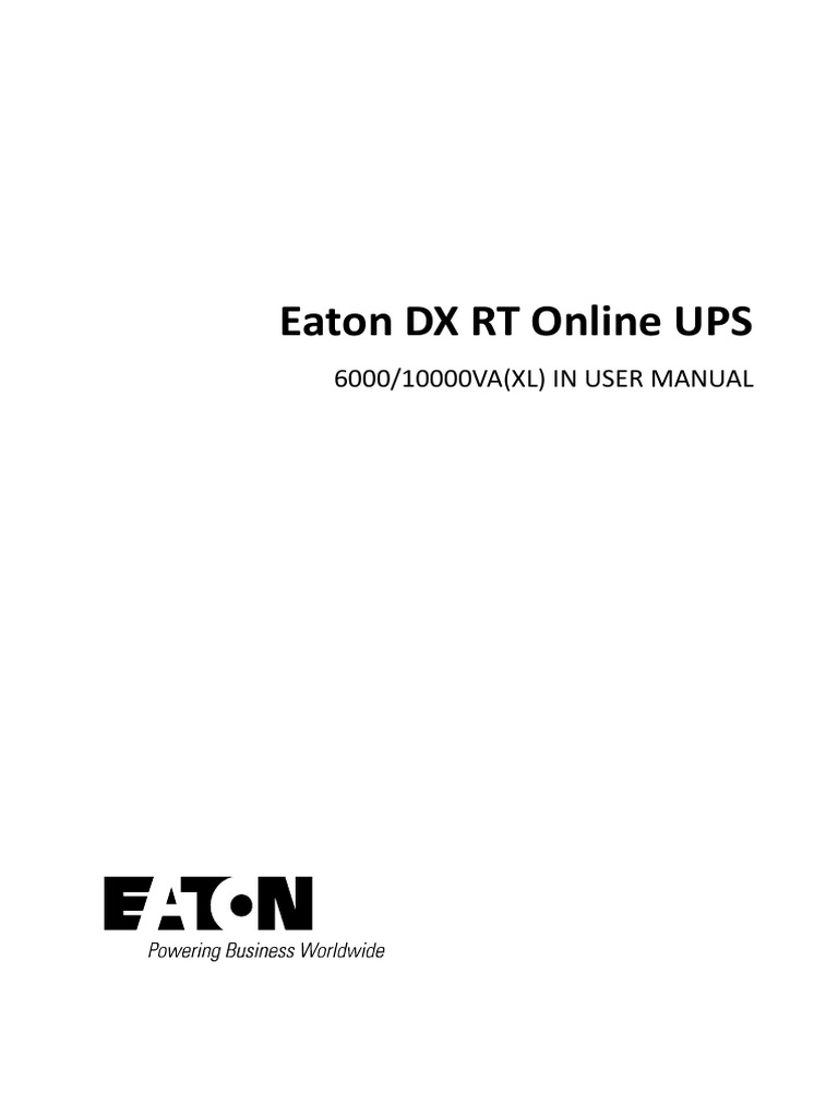 Eaton DX-RT 06-10 kVA User Manual | PDF | Switch | Packaging And Labeling