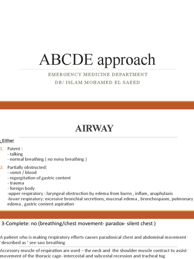 ABCDE Approach | Download Free PDF | Respiratory Tract | Respiratory System
