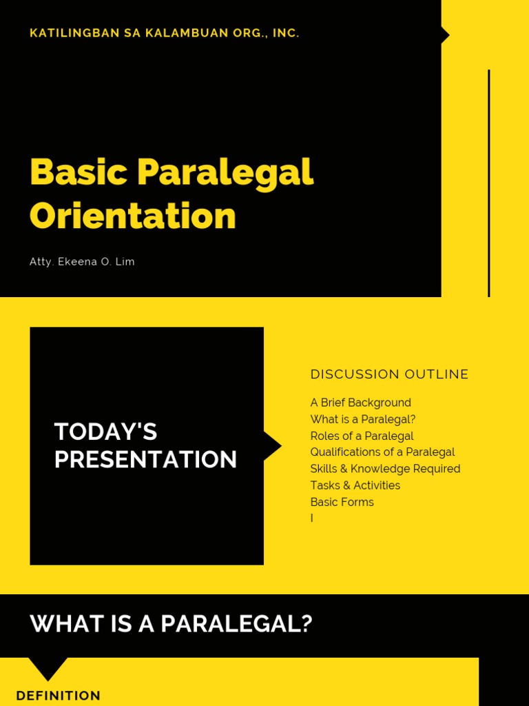 Basic Paralegal Orientation | PDF | Affidavit | Paralegal