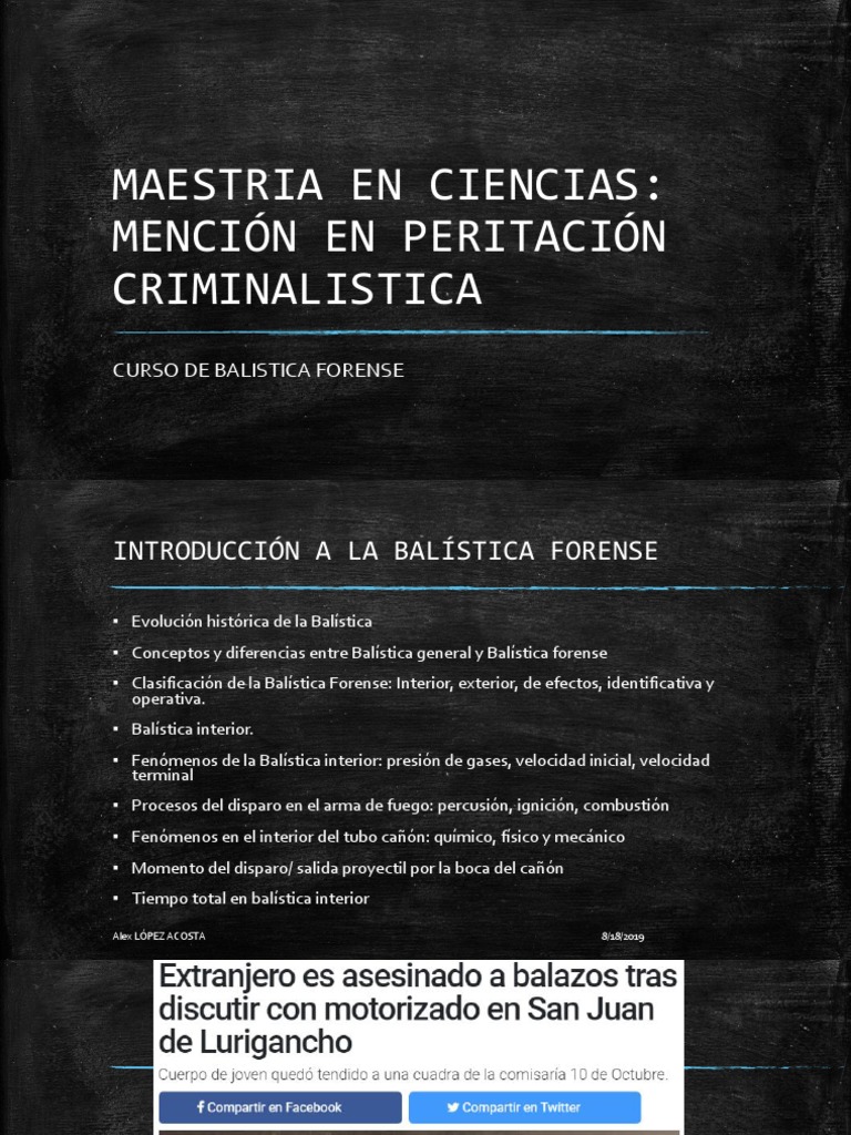 Introducción a la Balística Forense | PDF | Balística | Cartucho (armas ...