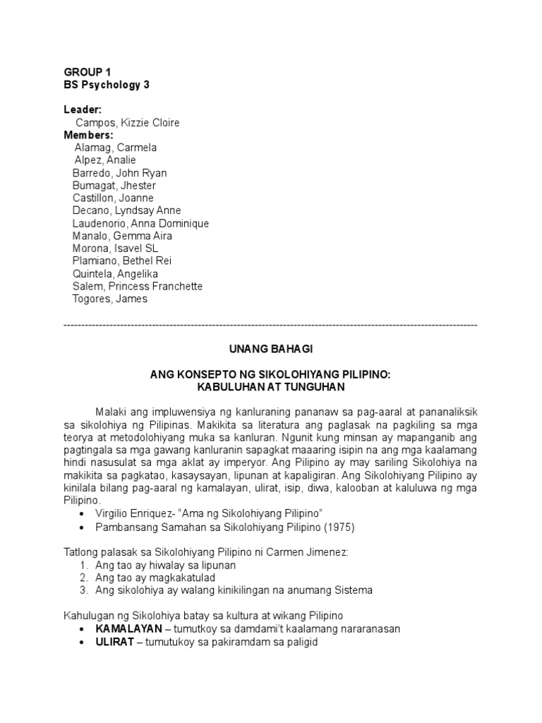 Chapter 1 Group 1 Sikolpil | PDF