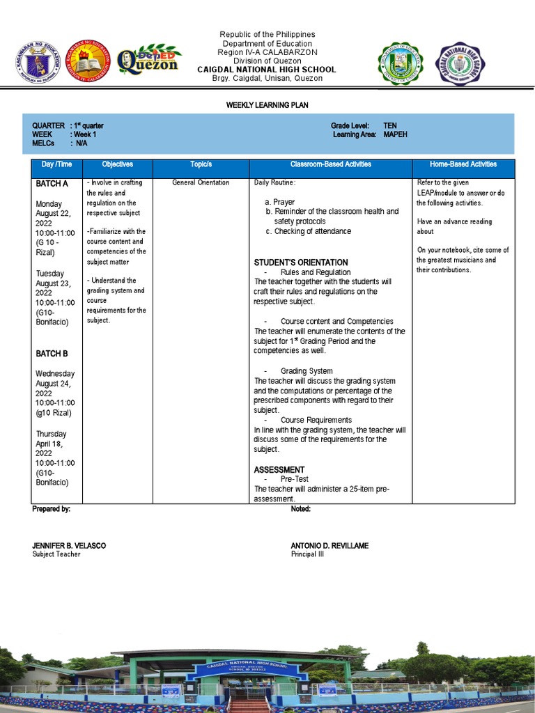 WHLP Week 1-2, Q1 JBV | PDF | Teachers | Learning