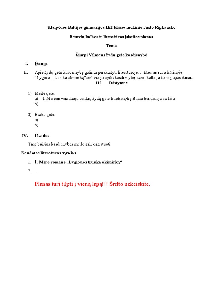 Justo Kalbejimo Planas | PDF