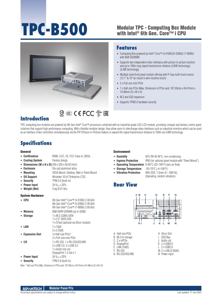 TPC B500 | PDF | Electrical Engineering | Computing
