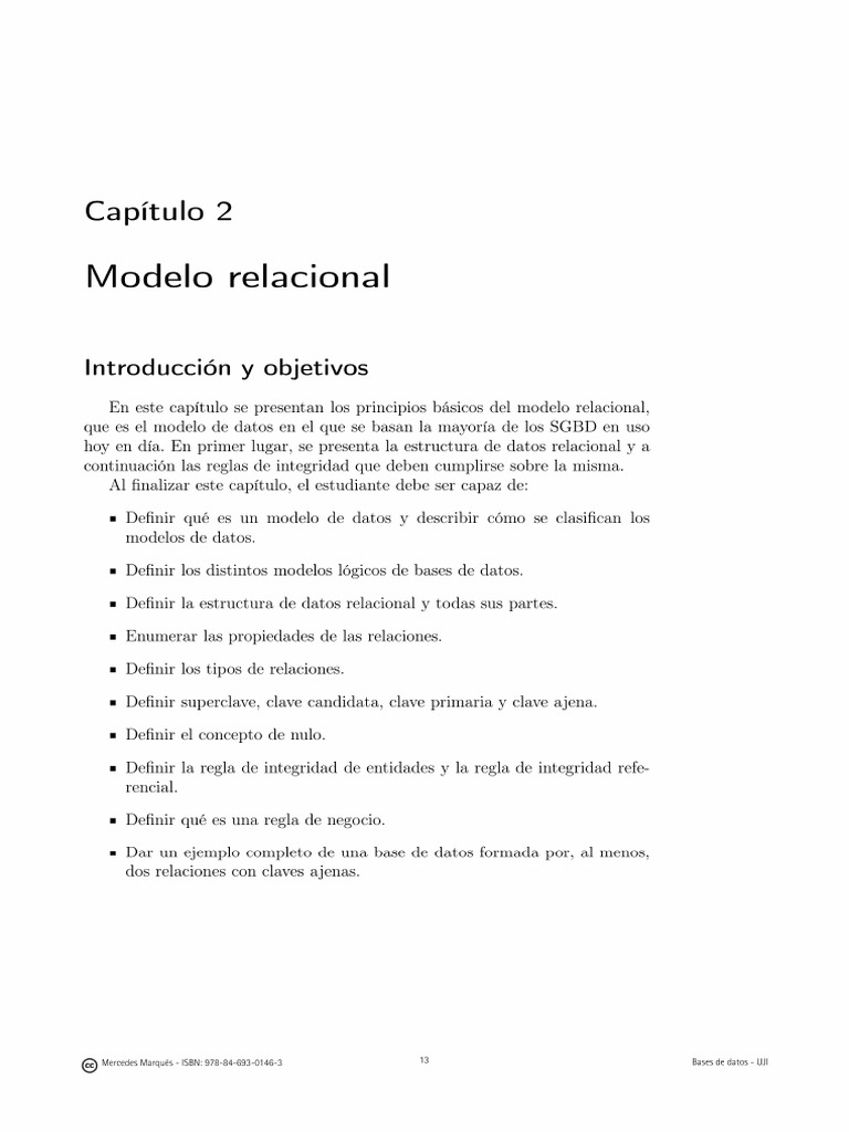 Concepto Base de Datos Modelo Relacional | PDF