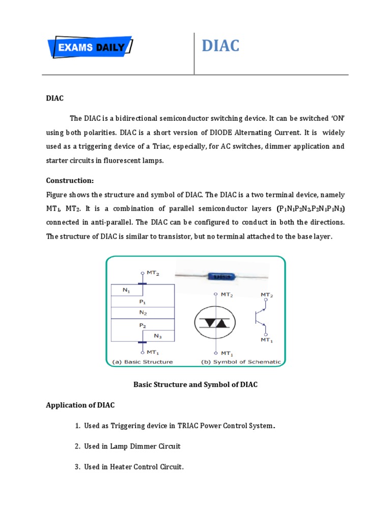 Understanding DIAC: Function & Applications | PDF