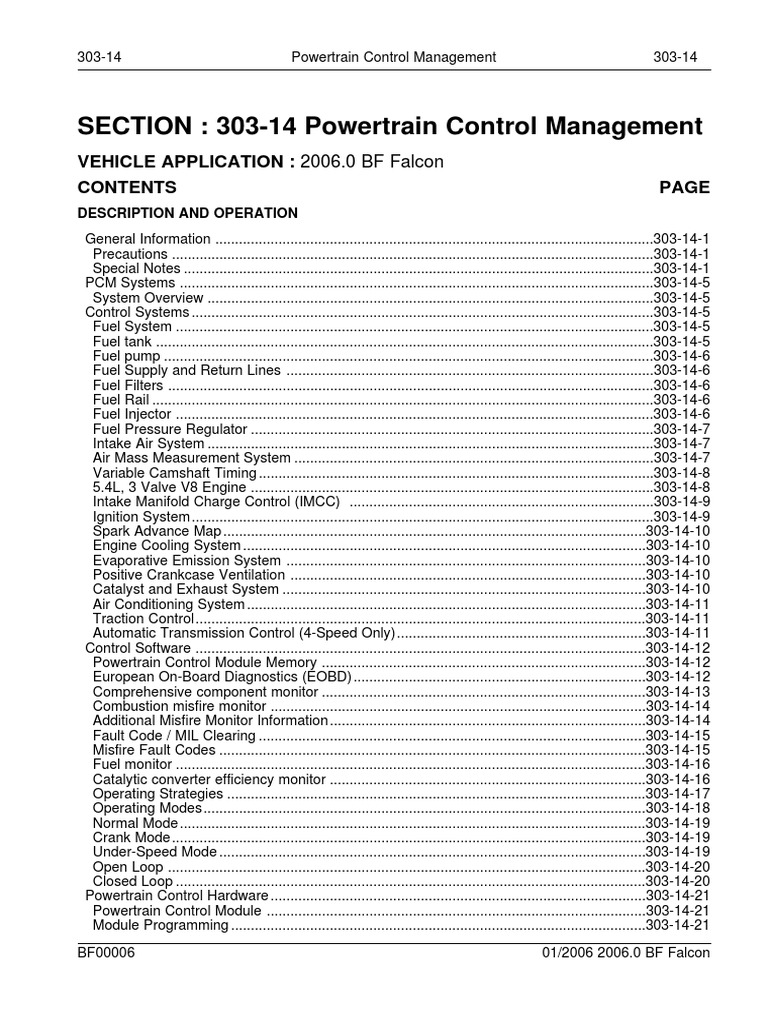 303-14 Powertrain Control Management | PDF | Throttle | Fuel Injection