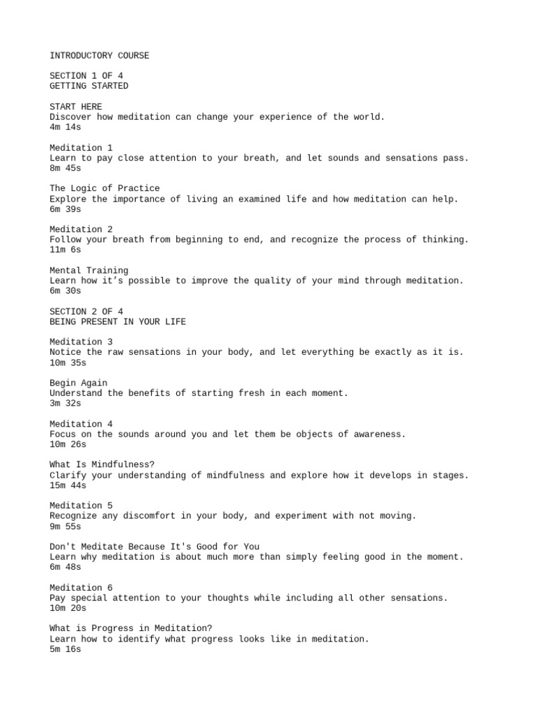 Introductory Course | PDF | Meditation | Mindfulness