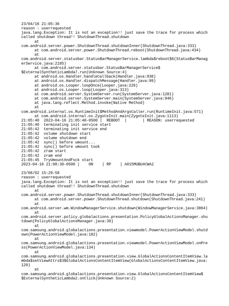 Android Shutdown Process Logs | PDF | Teaching Methods & Materials