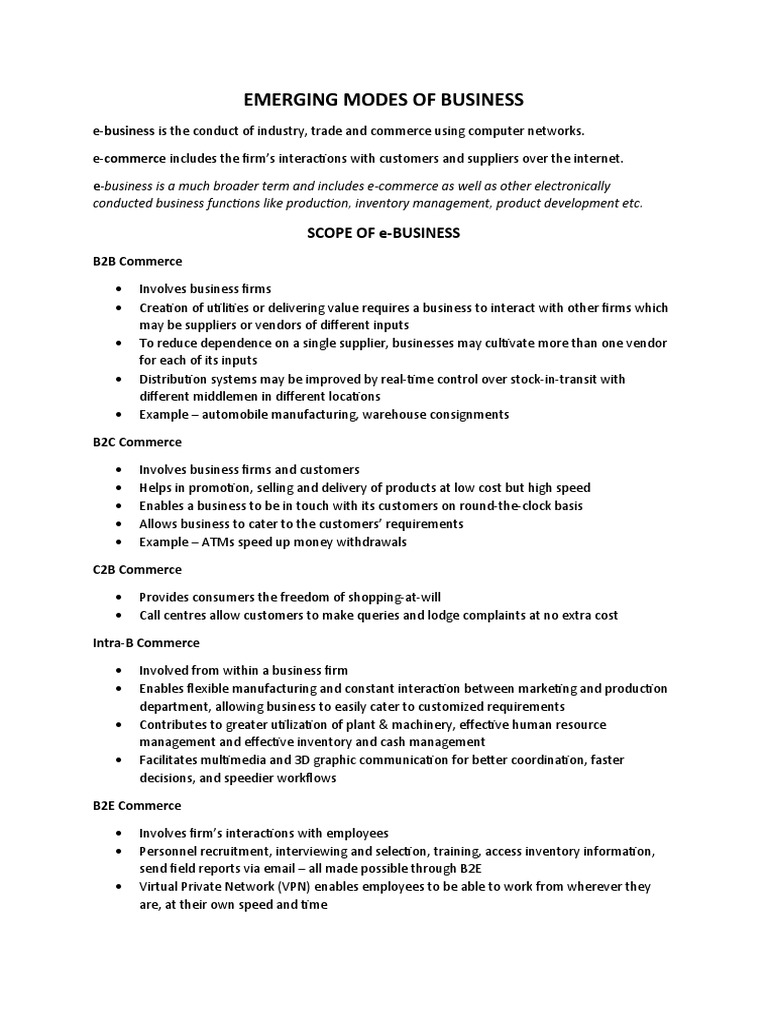 Emerging Modes of Business | PDF | Electronic Business | E Commerce