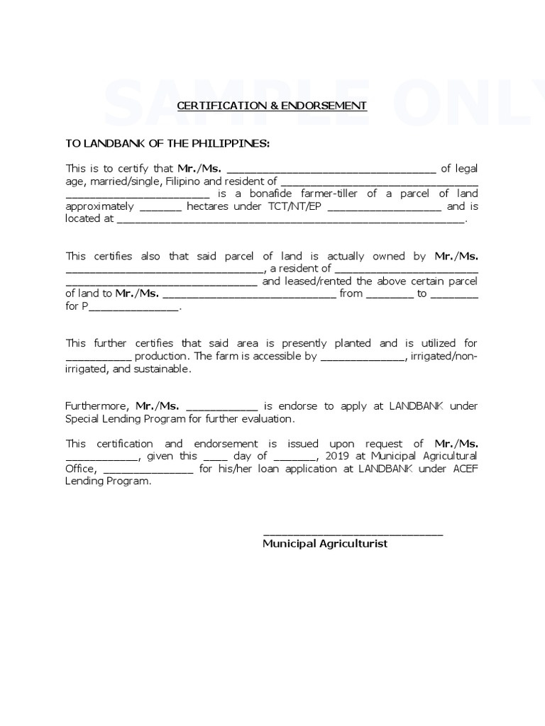 Sample MAO CERTIFICATION Format | PDF