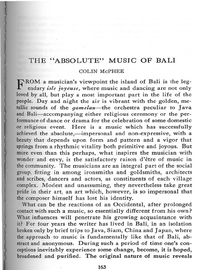Bali Colin Mcphee | PDF | Music Theory | Musicology
