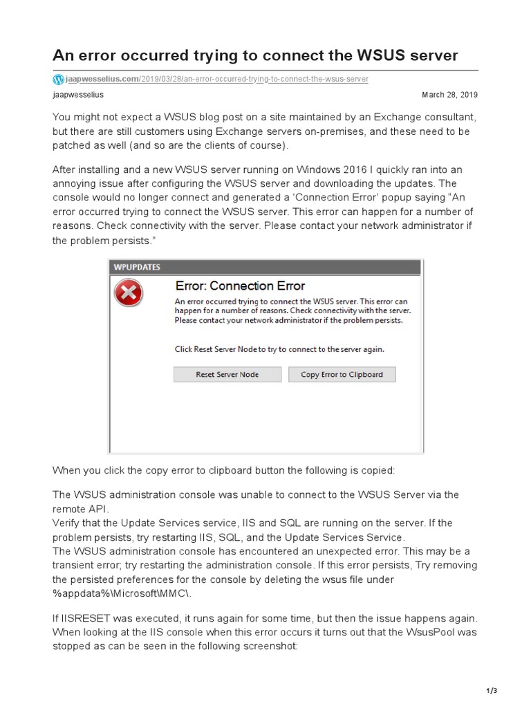 An Error Occurred Trying To Connect The WSUS Server | Download Free PDF | Internet Information ...