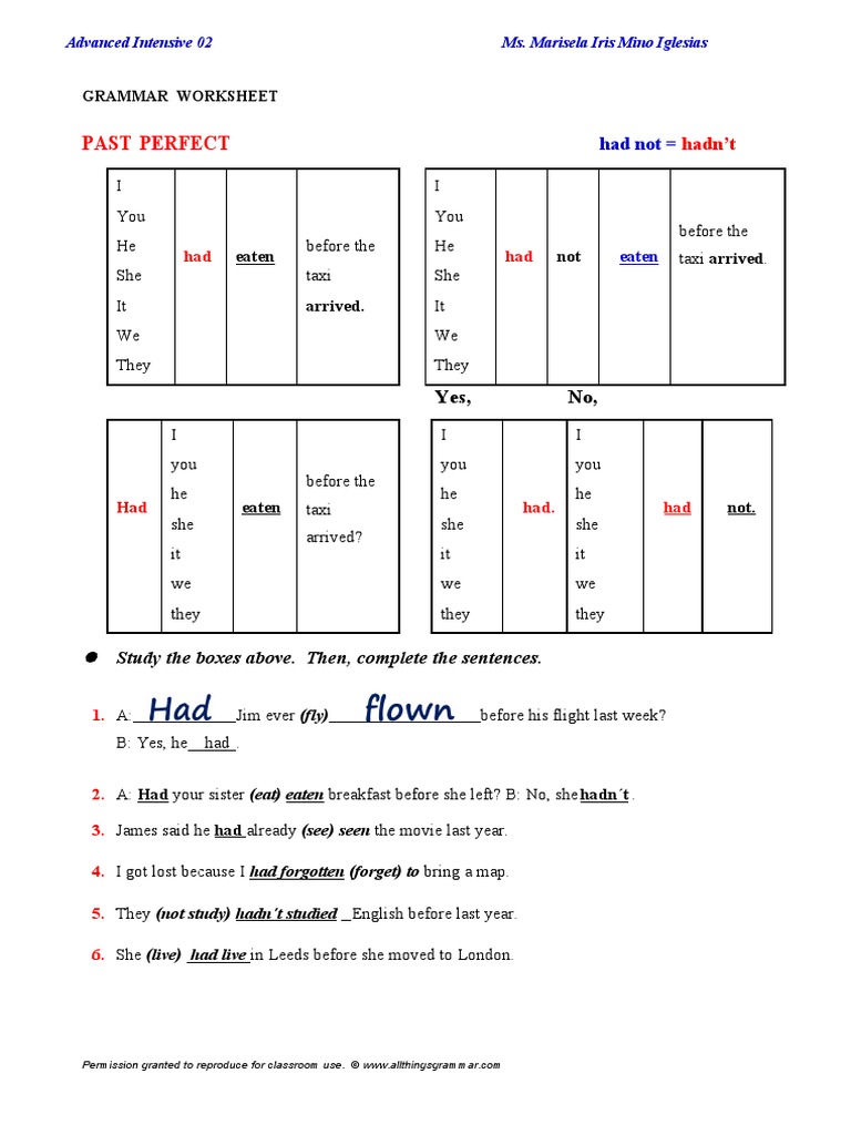1 Past Perfect Practice (No Answers) | PDF