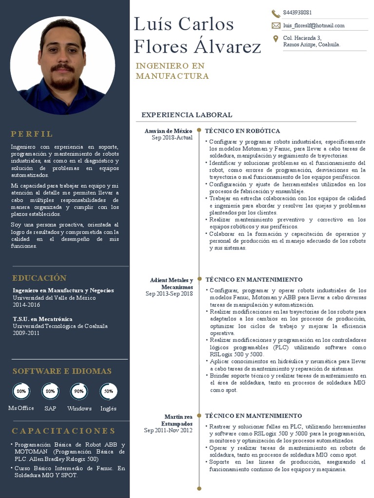 CV Luis Carlos Flores (1) | PDF | Robot | Robótica