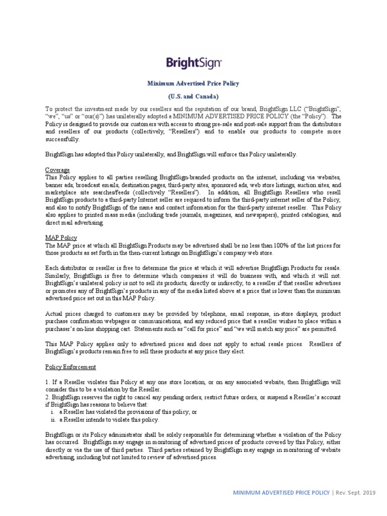 Minimum_Advertised_Price_MAP_Policy | PDF | Advertising | List Price