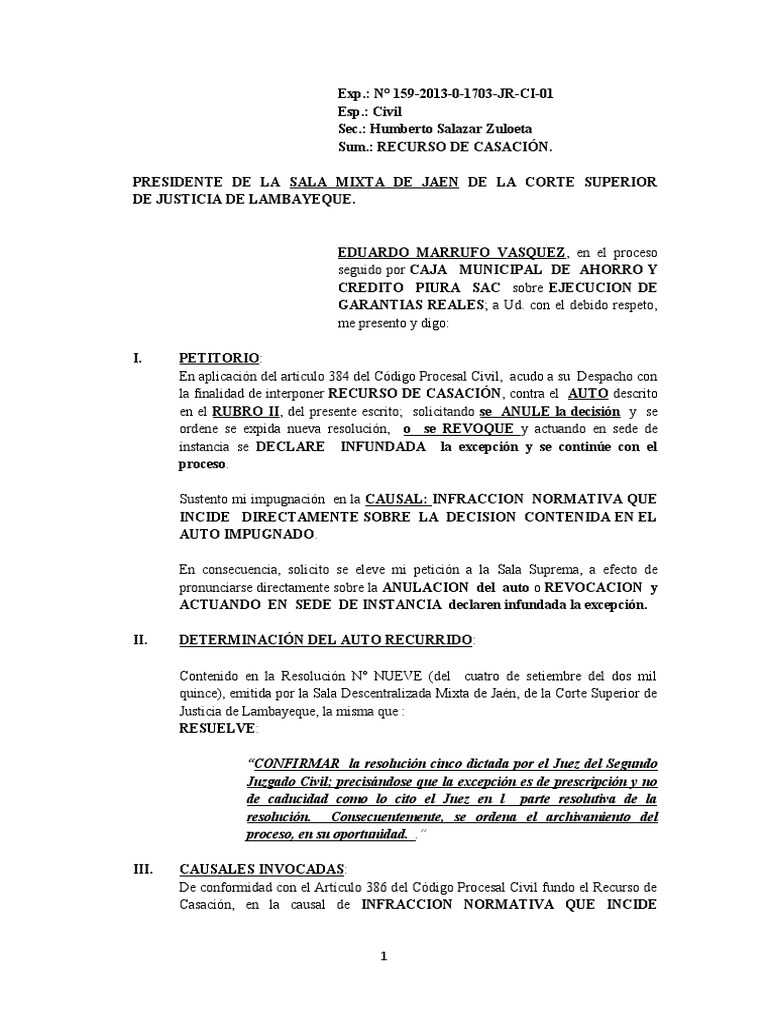 Casacion 159-2013 - Marrufo - Caja Piura | PDF | Separación de poderes ...