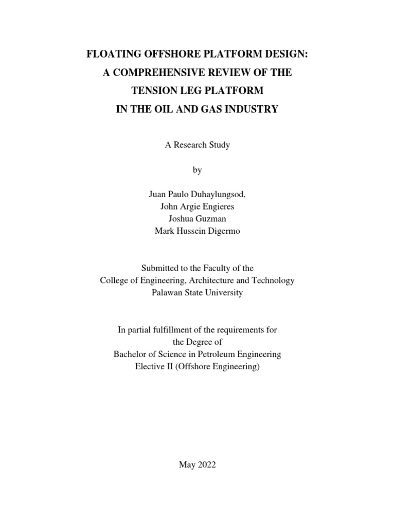Tension Leg Platform Design Review | PDF | Offshore Drilling