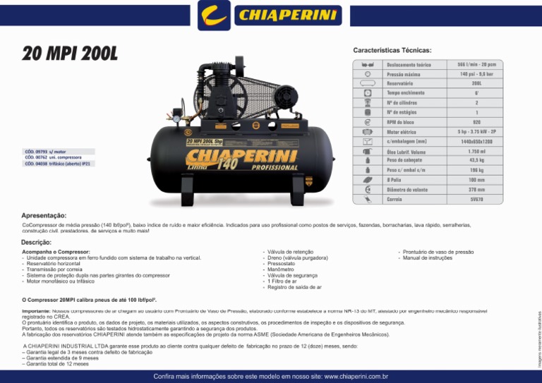 Ficha Tecnica 20 Mpi 200l-Chiaperini | PDF
