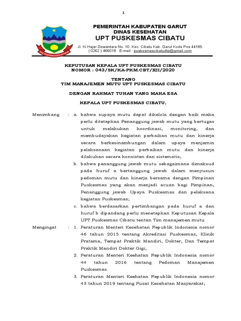 SK PJ Manajemen Mutu | PDF