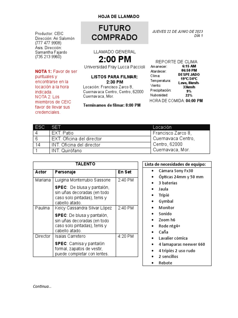 Hoja de Llamado | PDF