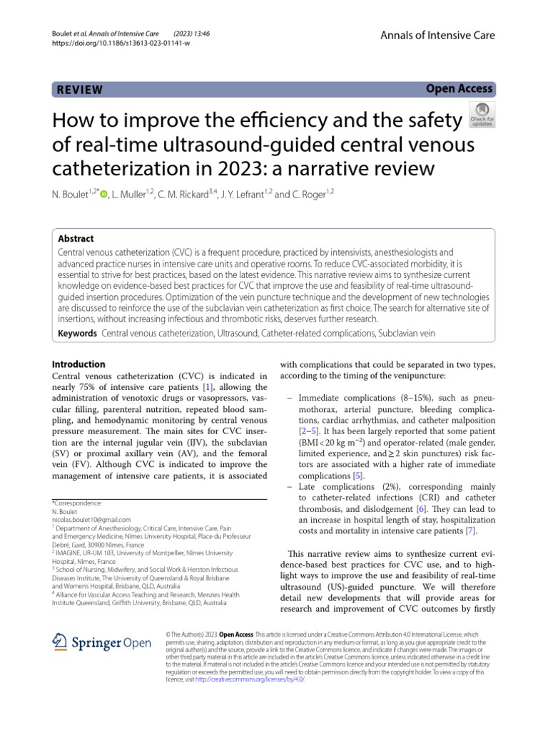 Boulet Et Al-2023-Annals of Intensive Care | PDF | Catheter | Medical ...