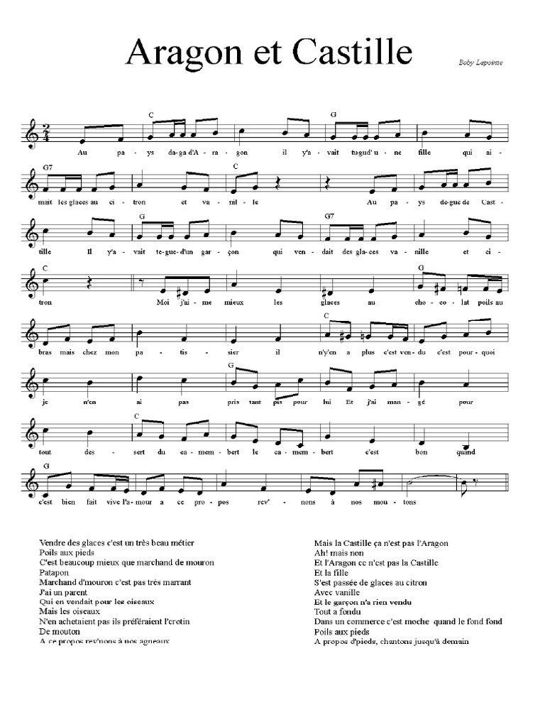 Aragon Et Castille - Bobby Lapointe | PDF