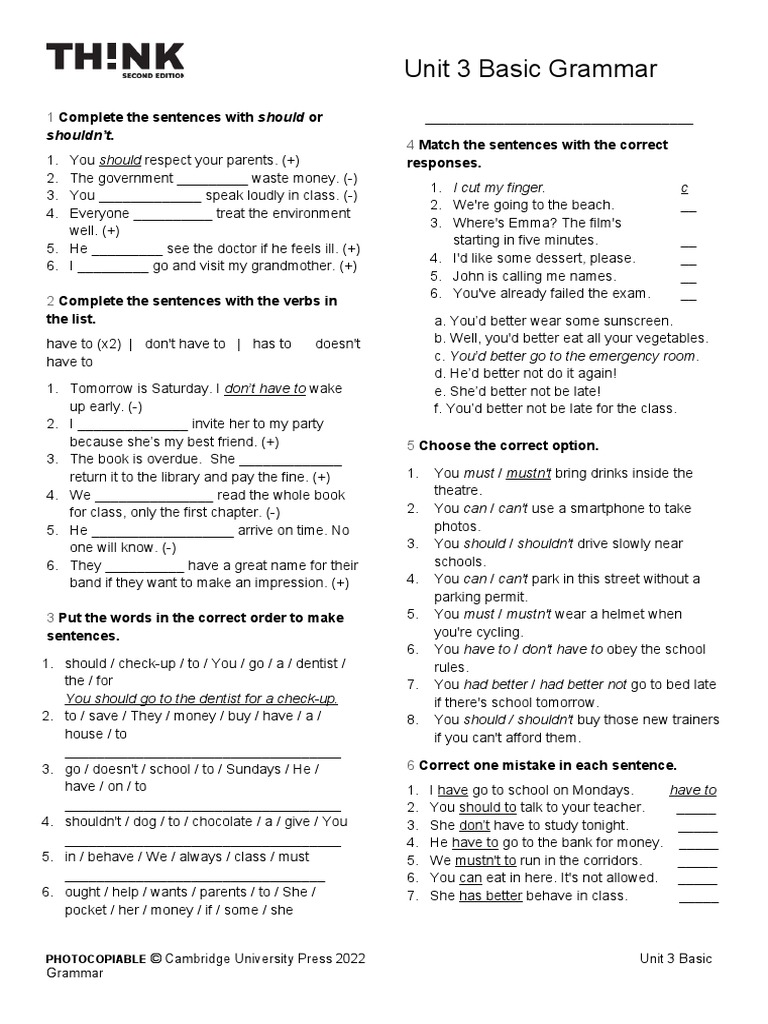 Unit 3 Grammar Exercises | PDF