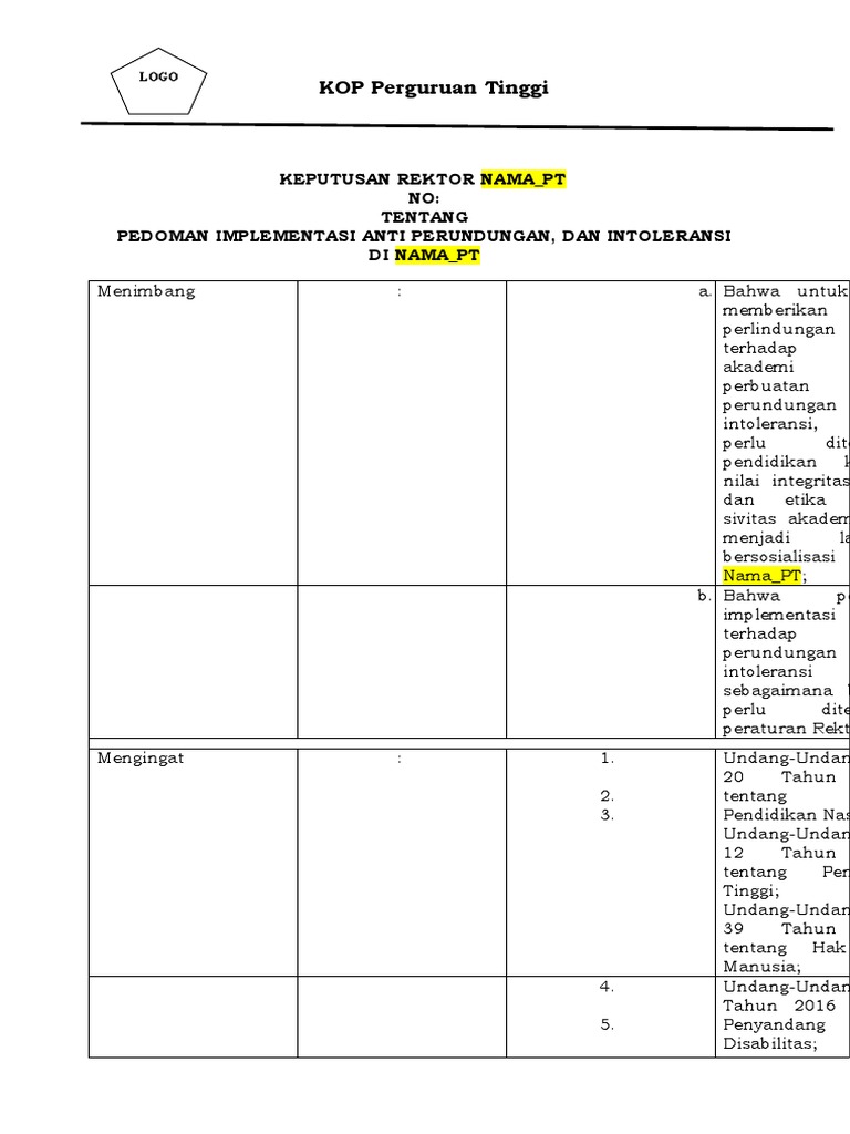 Contoh Kebijakan Anti Intoleransi dan Perundungan | PDF
