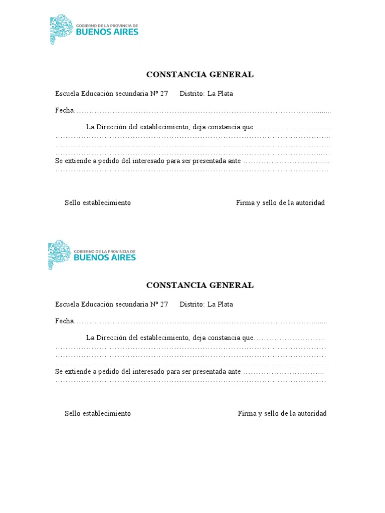 Constancia General | PDF