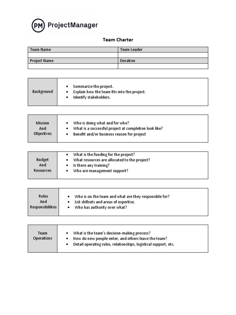 Free_Team_Charter_Template_ProjectManager_ND23 | PDF