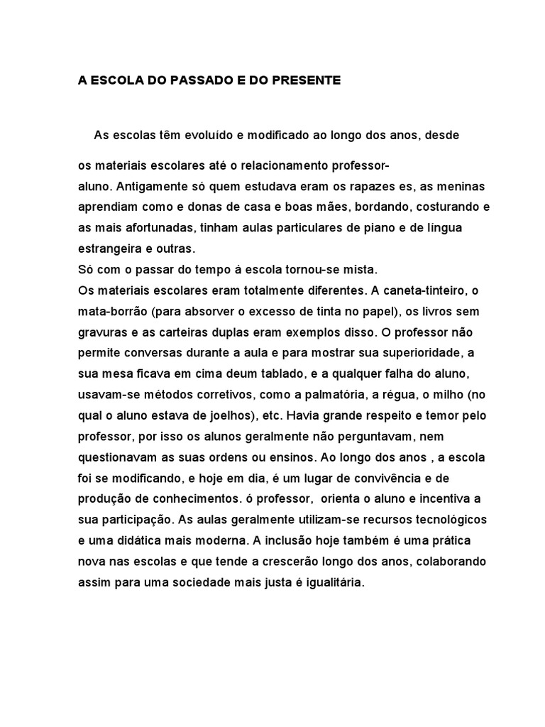 Evolução da Escola: Passado e Presente | PDF