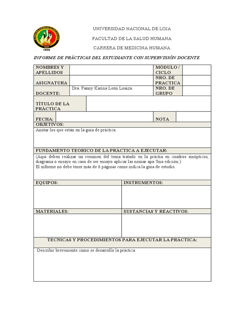 Formato Informe de Practicas | PDF | Ciencia y matemáticas