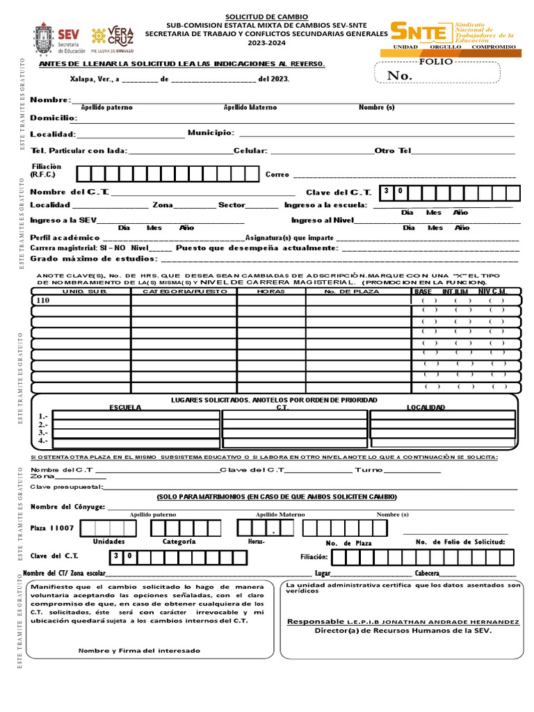 Formato de Cambio | PDF